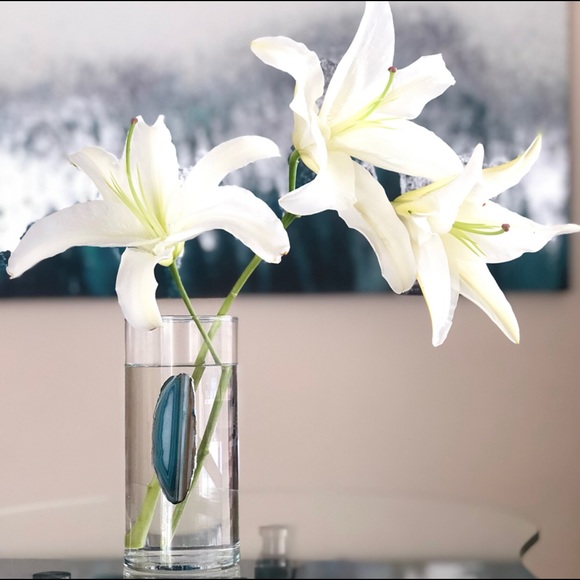 Party Supplies | Agate Slice Embellished Glass Flower Storage Vase ...